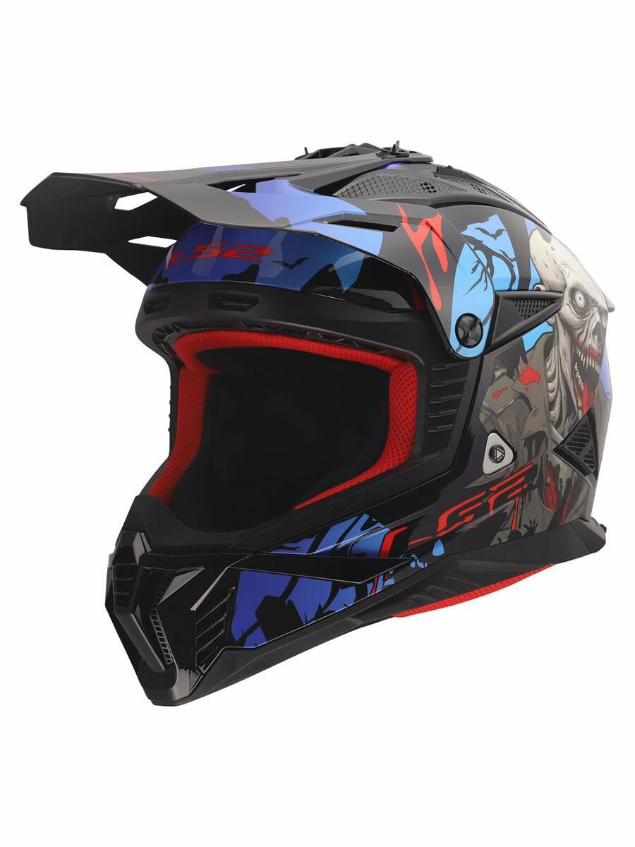 Шлем для мотоцикла кроссовый LS2 MX708 FAST 2 ZOMBIE 2 Black Red Blue S
