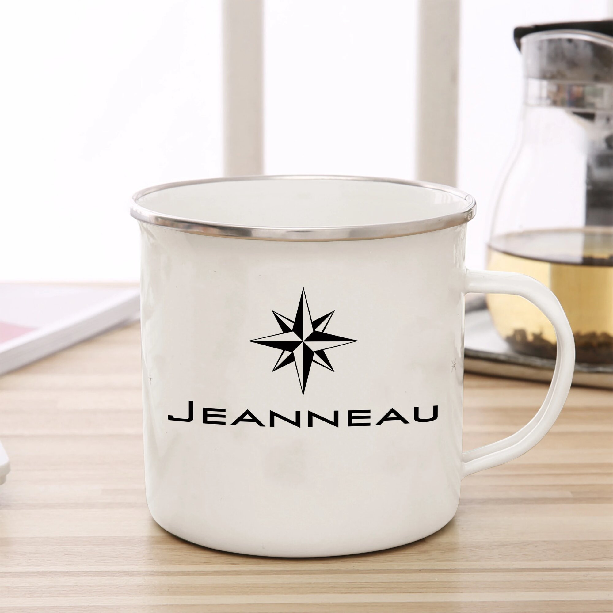 Правильная эмалированная чашка Jeanneau, кофейная кружка, 11 унций, забавная керамическая чашка для кофе, чая, какао, ручка, чашка для чая, напитка, сувенир