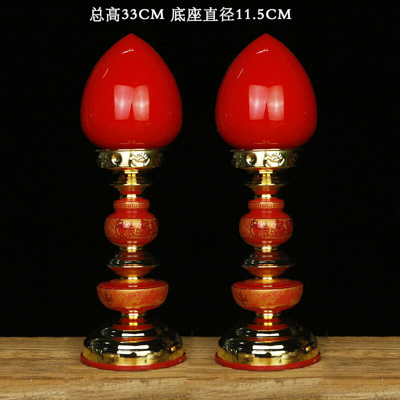Светодиодный светильник удачи, электрический подсвечник из сплава и керамики, буддийская электрическая свеча, лампа с постоянным свечением, лампа Бога богатства, лампа для поклонения.
