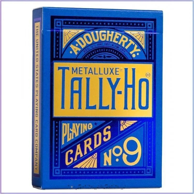 Игральные карты Tally-Ho №9 Metalluxe синие с пластиковым покрытием 52 карты
