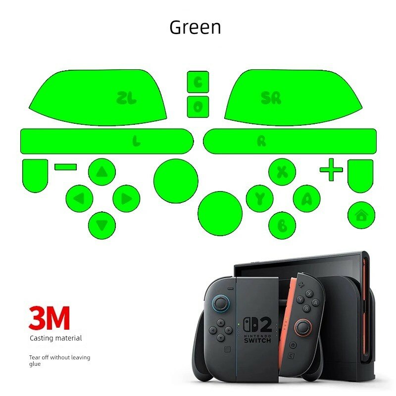 Зеленые матовые наклейки 3M для кнопок Nintendo Switch 2, ультратонкие, противоударные