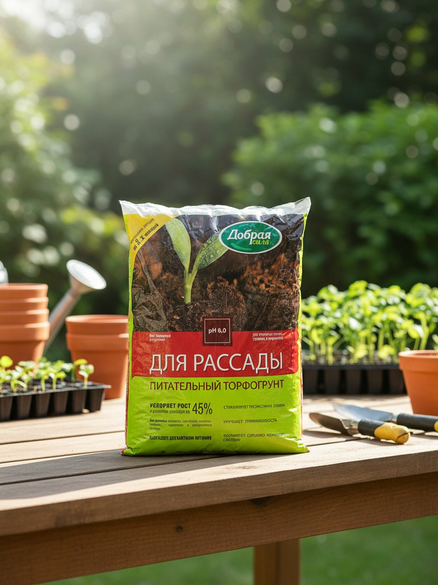 Грунт для рассады Добрая сила 10 л — универсальный торфяной субстрат для овощных, цветочных, ягодных и декоративных культур