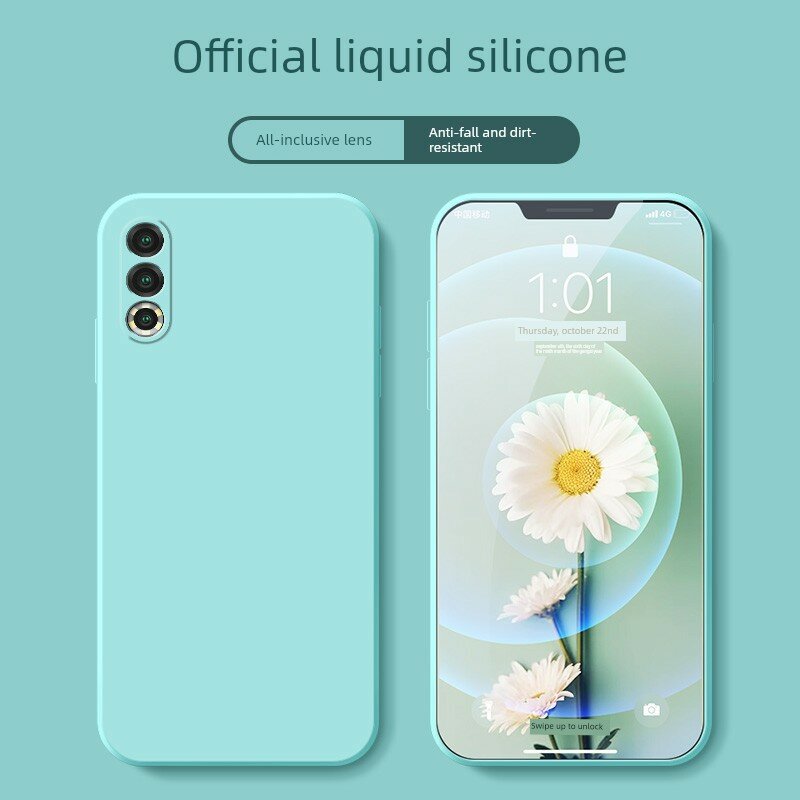 Чехол для Meizu 16s Pro из жидкой силикона, бледно-бирюзовый, полная защита, противоударный, с защитной пленкой