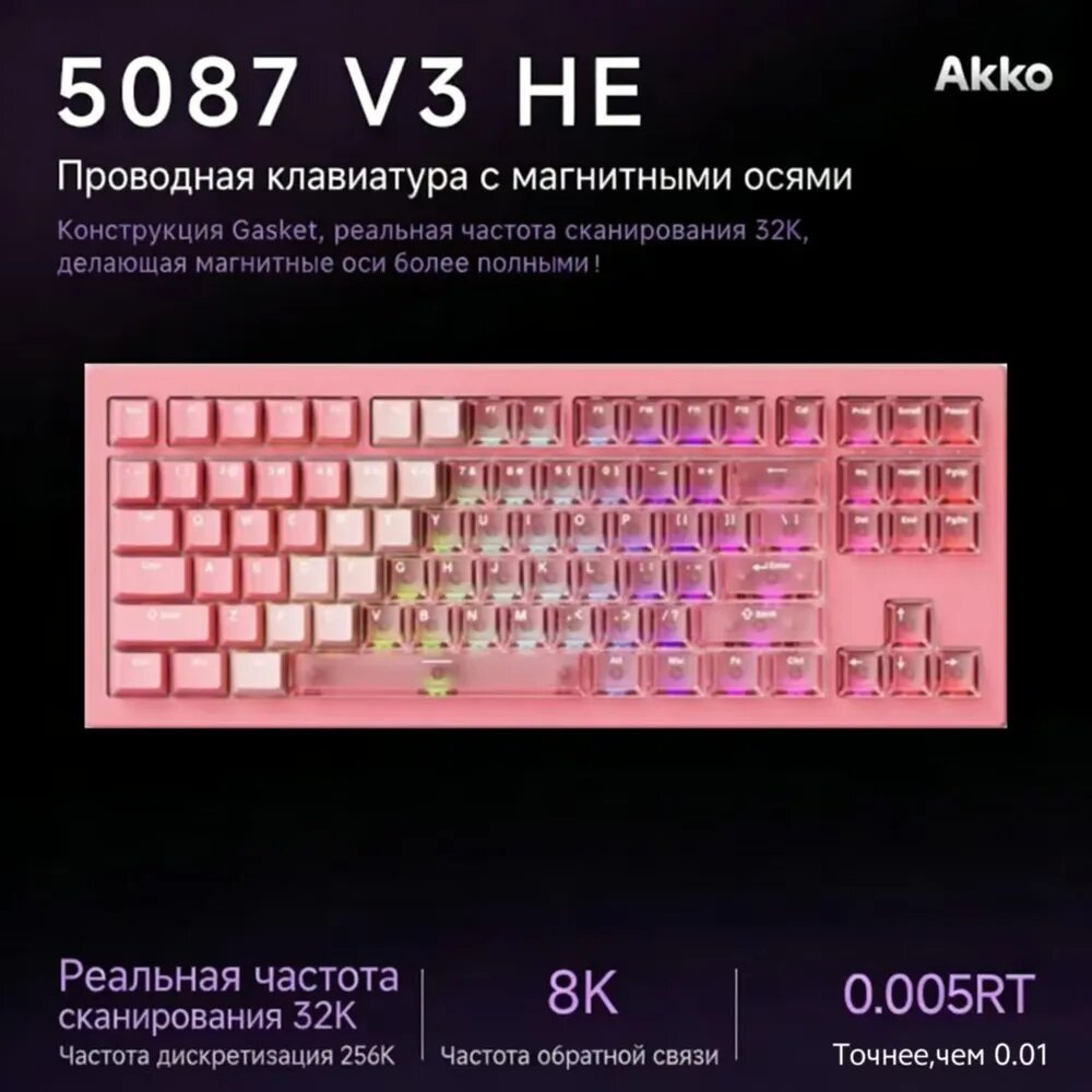 Игровая клавиатура проводная , (AstroAim Magnetic), Английская раскладка, светло-розовый