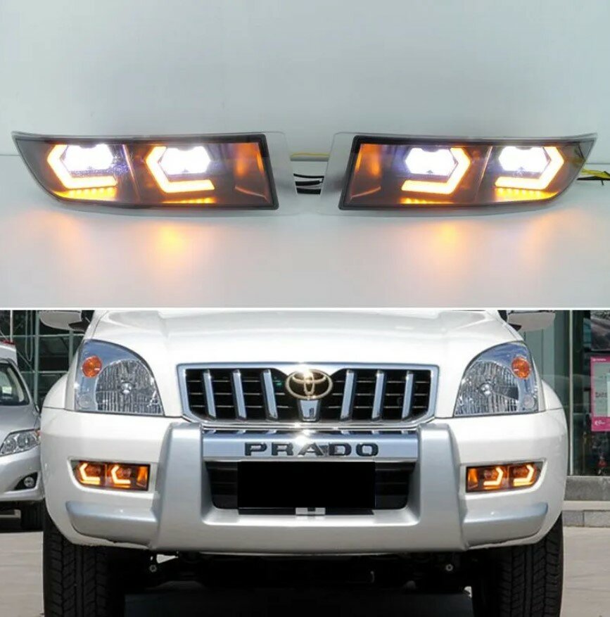ПТФ с ДХО для Toyota Land Cruiser Prado 120
