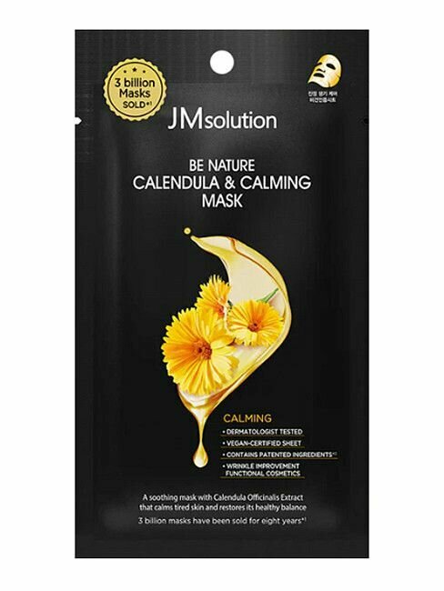 JM SOLUTION BE NATURE CALENDULA & CALMING MASK Увлажняющая тканевая маска с экстрактом календулы 24мл