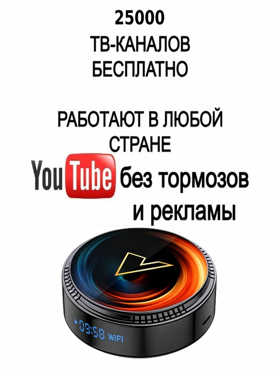 Смарт приставка андроид тв ютуб 25000 тв каналов и онлайн-кинотеатр vontar W2 4/32 Gb