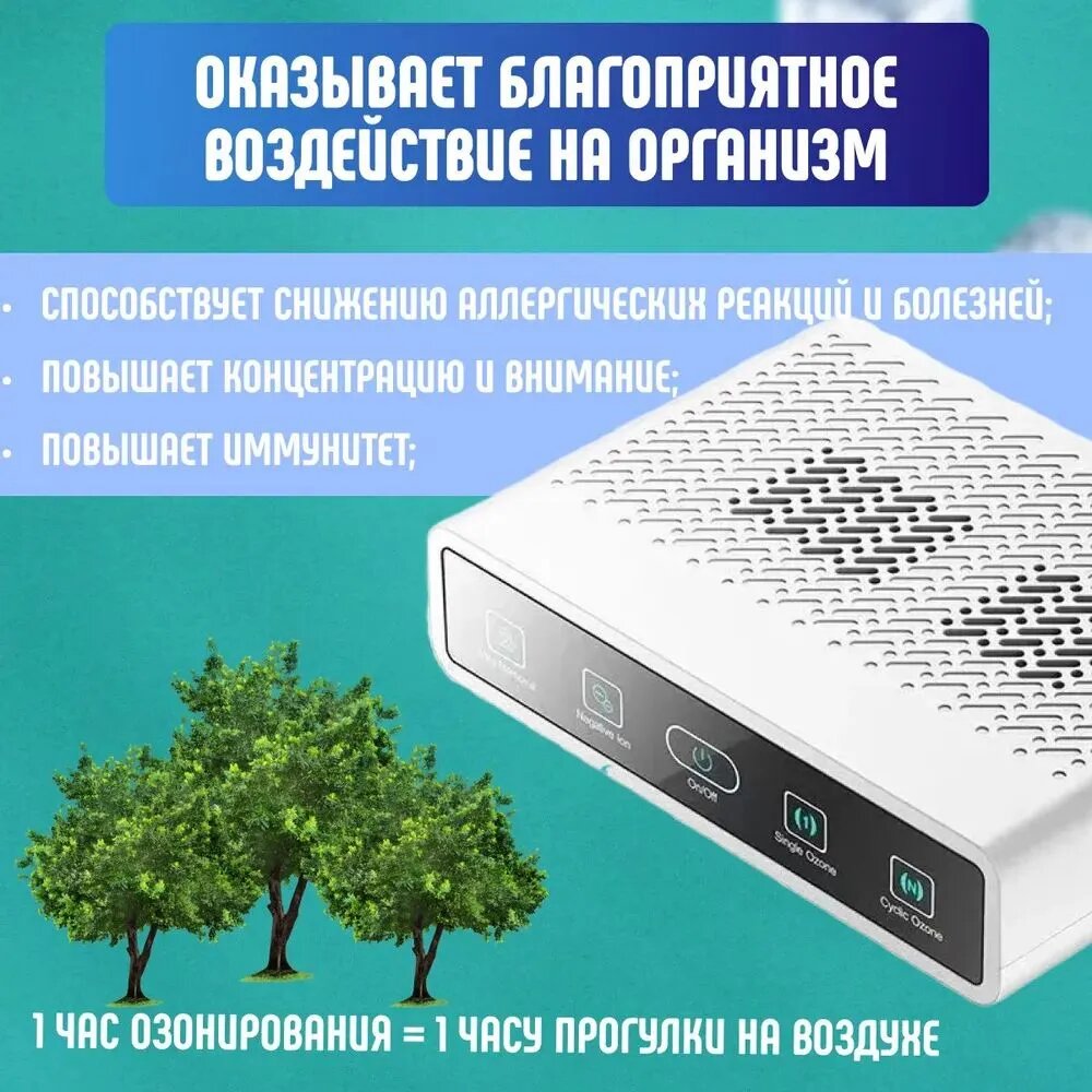 Озонатор воздуха A#625056459722, 4 в 1, для помещений, настольный/настенный, белый, 8 Вт — фото 1