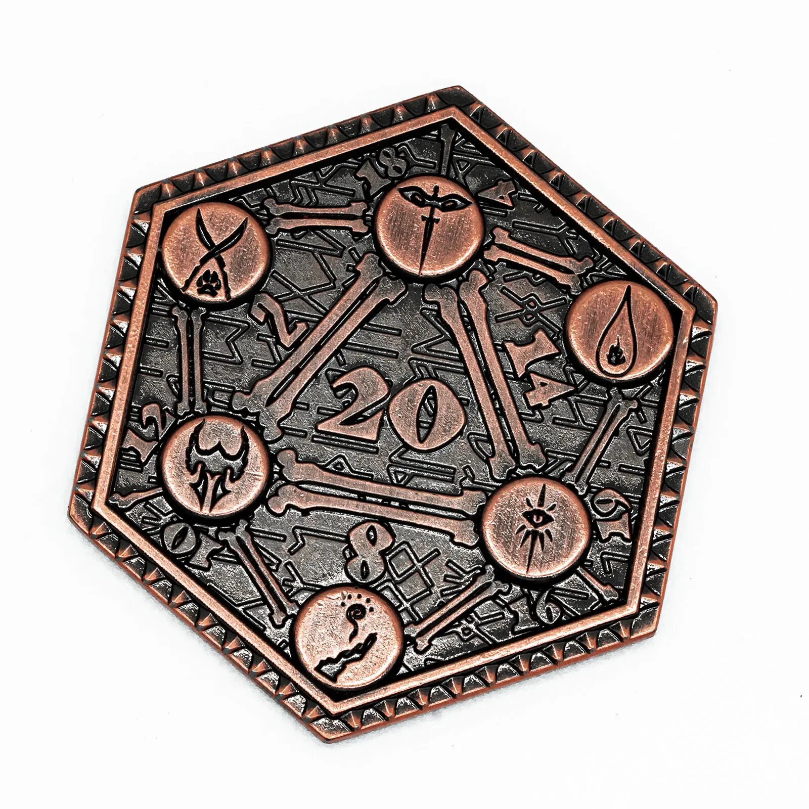Металлическая монета D20, Ancient red copper, 45 мм