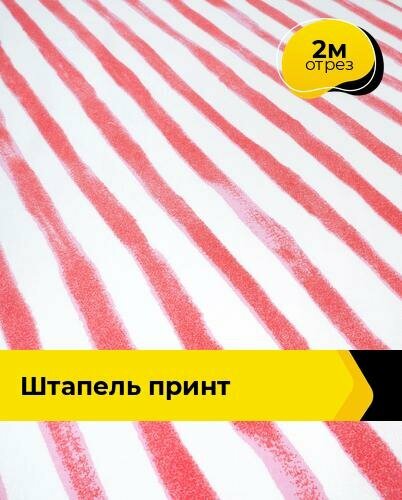 Ткань Штапель принт для шитья и рукоделия, отрез 2 м*142 см, цвет мультиколор