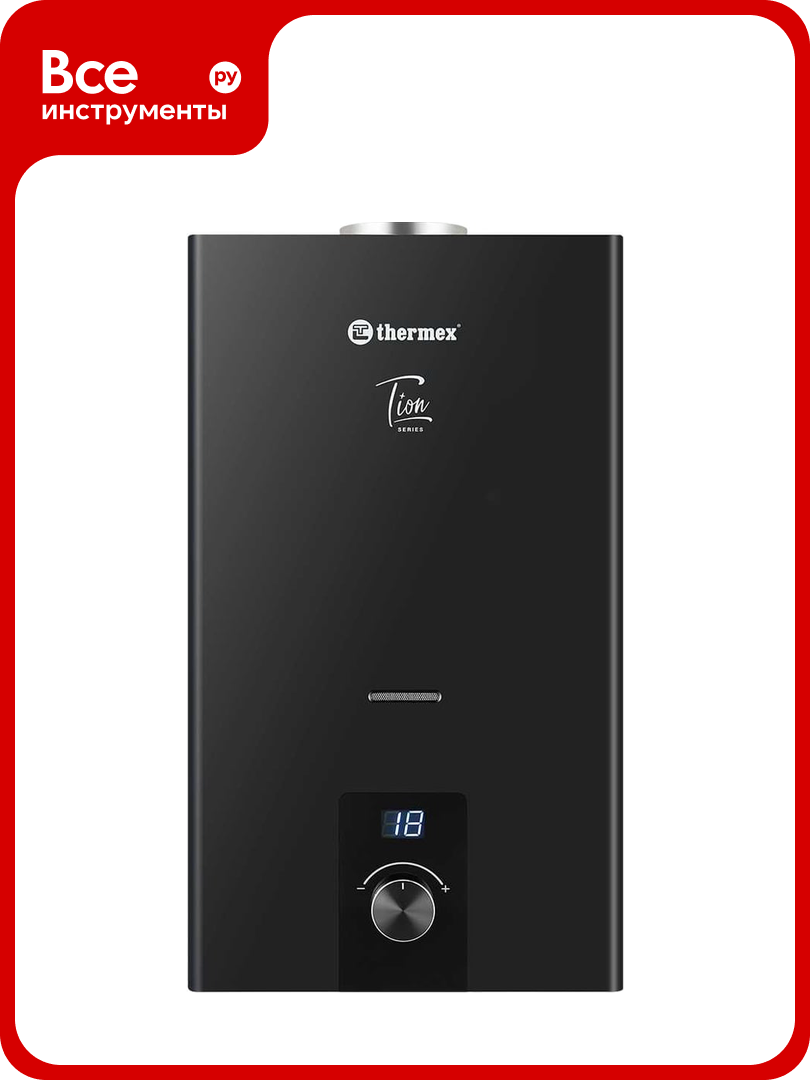 Водонагреватель газовый проточный бытовой THERMEX T 20 D (Black) ЭдЭБ05002