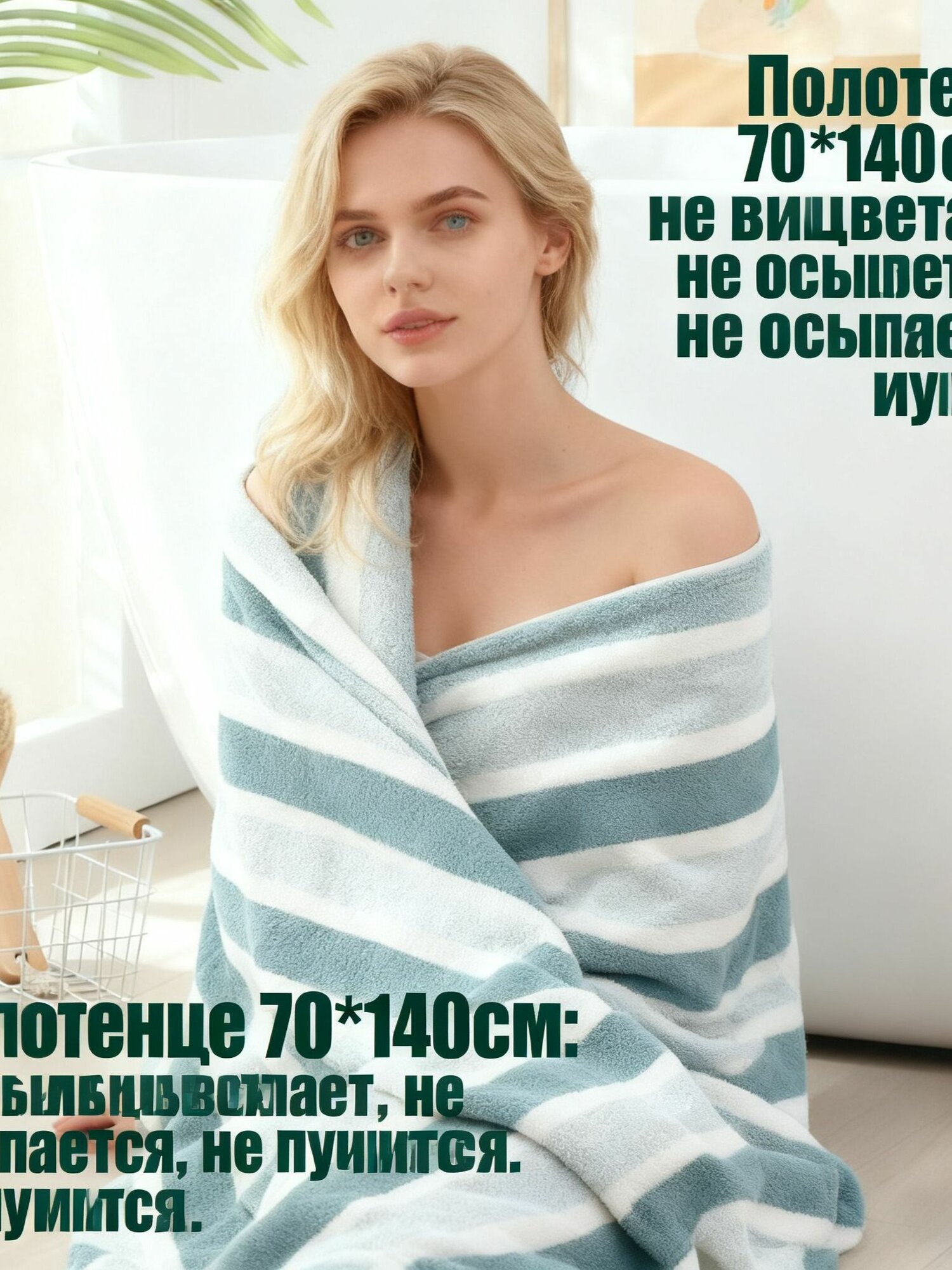 Банное полотенце из кораллового флиса 70х140 см зеленое утолщенное мягкое гипоаллергенное впитывающее влагу