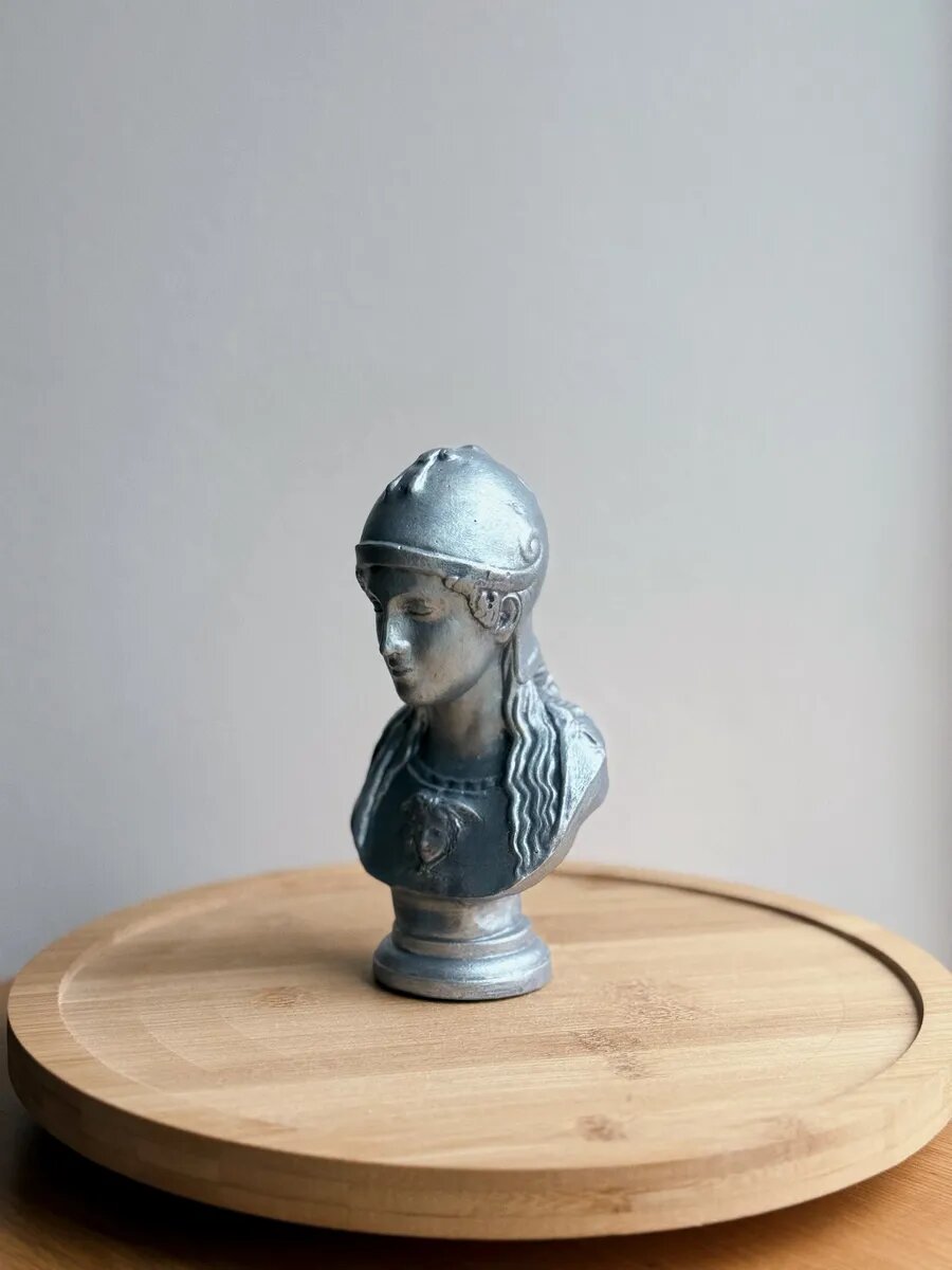 Статуэтка Афина, 15 см, из гипса, ручная работа, в цвете, бюст — фото 1