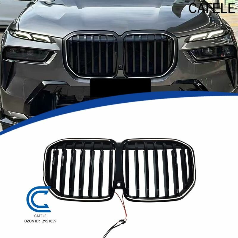 Решетка радиатора BMW X7 G07 2023-2025 с LED-подсветкой, глянцево-чёрная из ABS 91×39×14 см — замена заводской