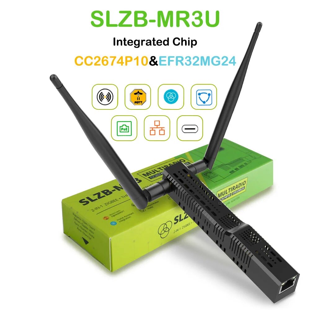 SMLIGHT SLZB-06/M/P7 шлюз-координатор Zigbee 3.0 с поддержкой Ethernet, USB и WiFi с PoE, совместимый с Zigbee2MQTT, Home Assistant, ZHA-SLZB-MR3U
