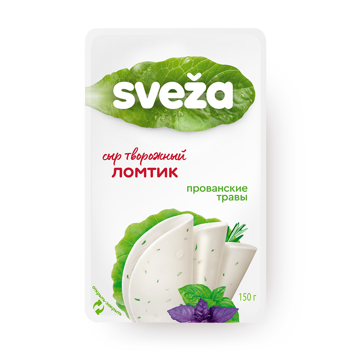 Сыр творожный Ломтик Sveza с прованскими травами 60% нарезка