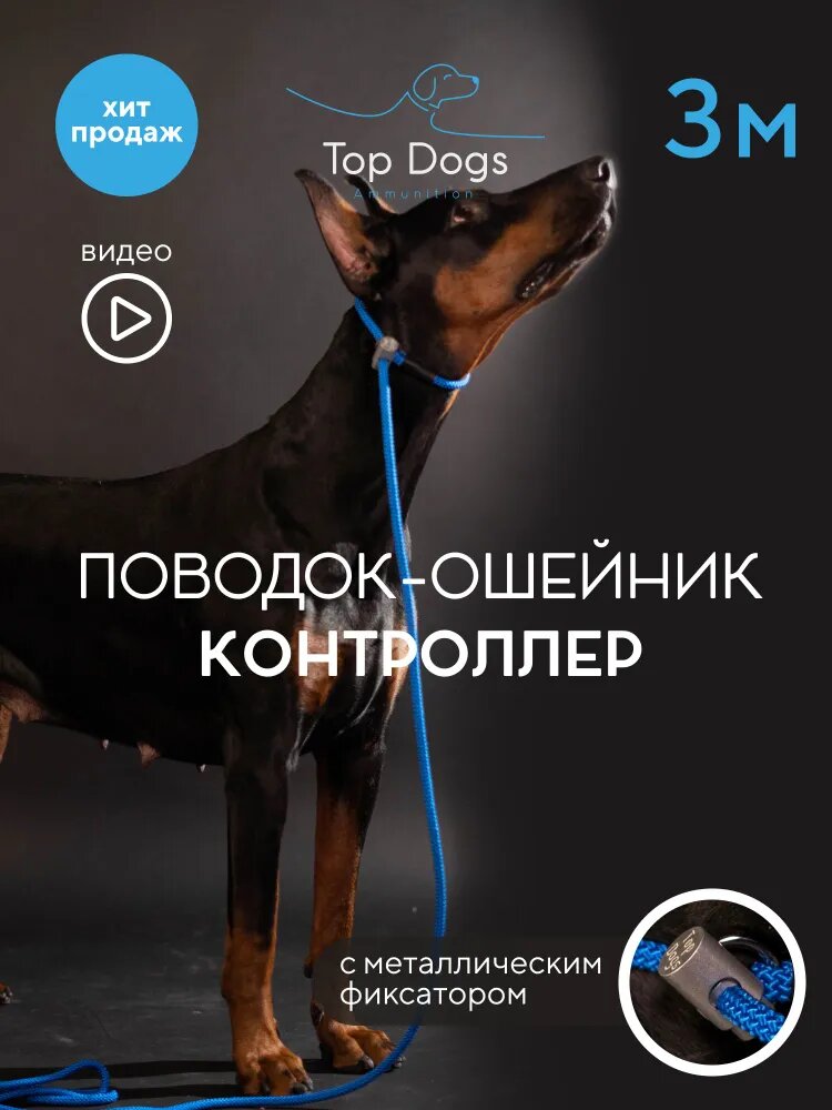 Поводок-ошейник "Контроллер" с металлическим фиксатором
