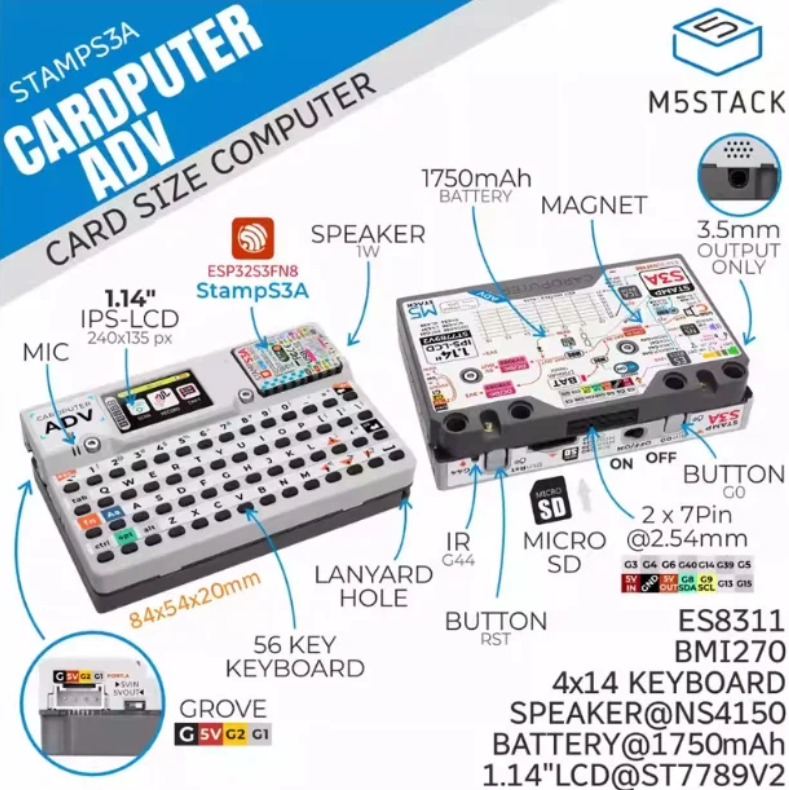 M5Stack Cardputer Adv Программируемая доска разработки Stamp-S3A