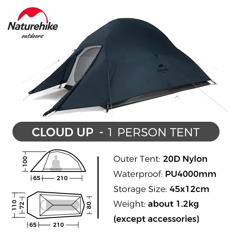 Палатка Naturehike Cloud Up 1 2 3 ультralегкая палатка для кемпинга двуслойная водонепроницаемая палатка для отдыха на открытом воздухе, походов и треккинга с матрасом