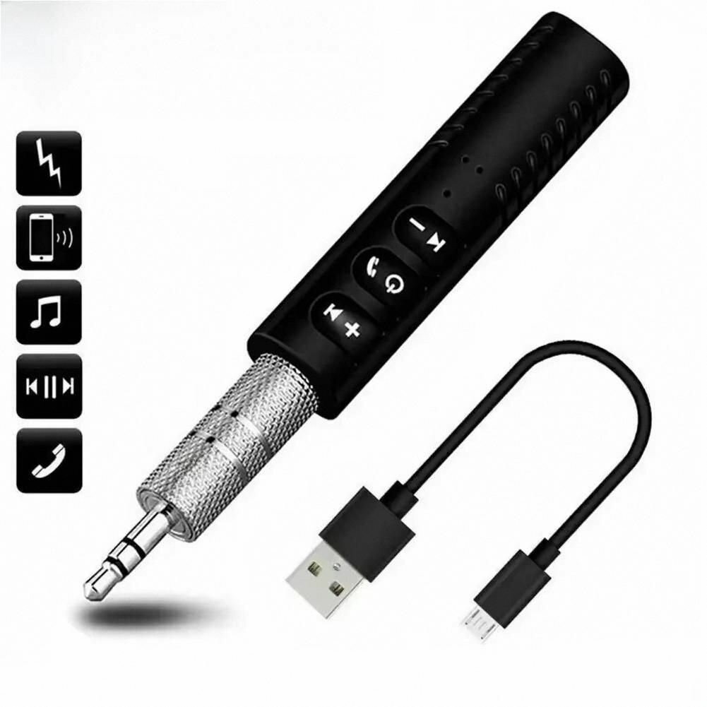 Bluetooth-приёмник 3,5 мм AUX беспроводной для авто, стерео адаптер с микрофоном, клипсой и двойным сопряжением