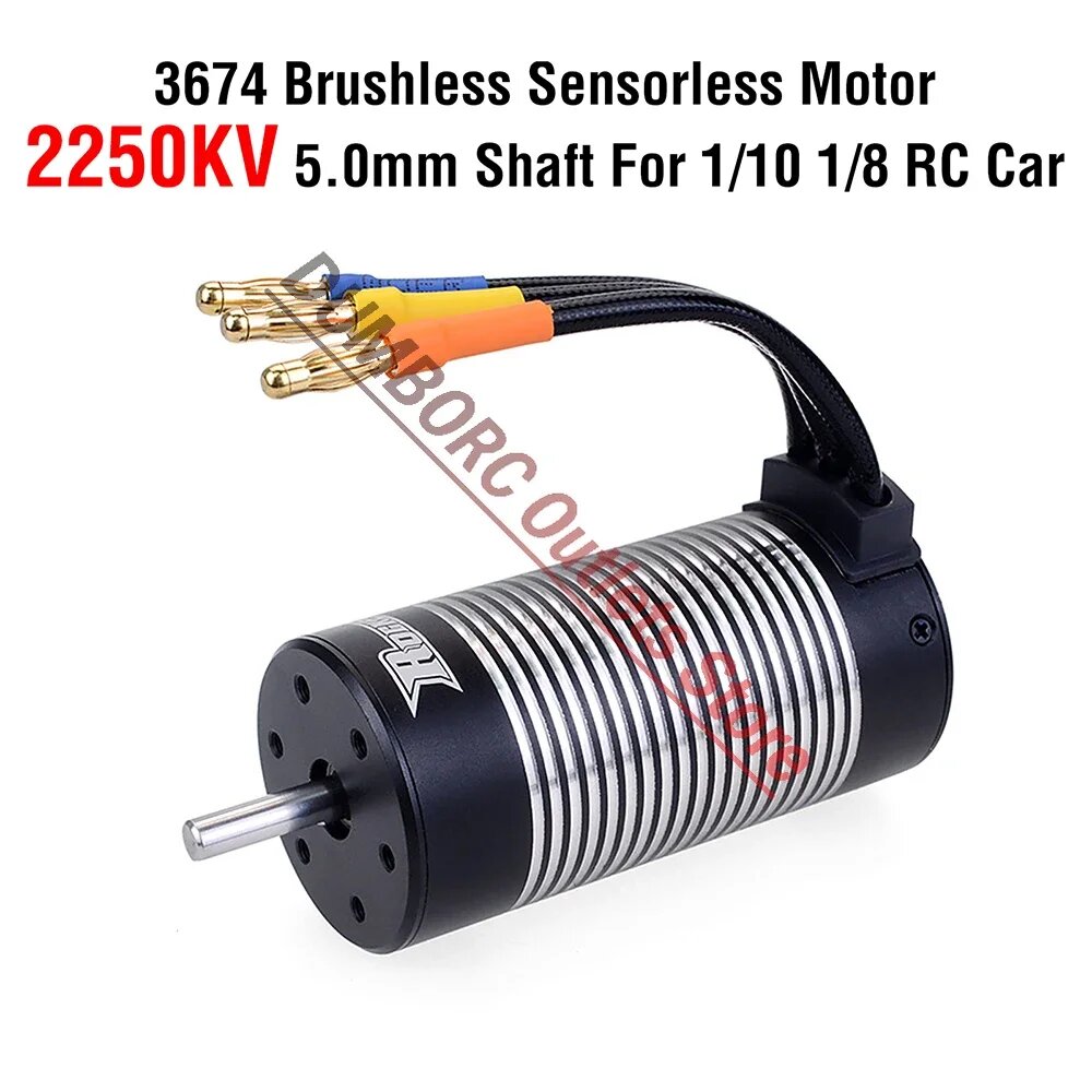 Бесщеточный мотор ROCKET-RC 3674 2250KV 5.0mm для RC 1/10 1/8