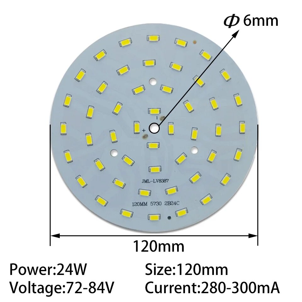 Светодиодный чип 24W 120mm Pure White для сборки