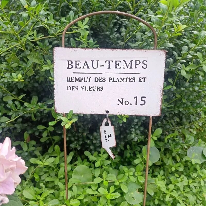 Садовая фигурка BEAU-TEMPS металлическая белого цвета для украшения клумбы, кашпо, цветочной композиции, 43x13x4 см — фото 1