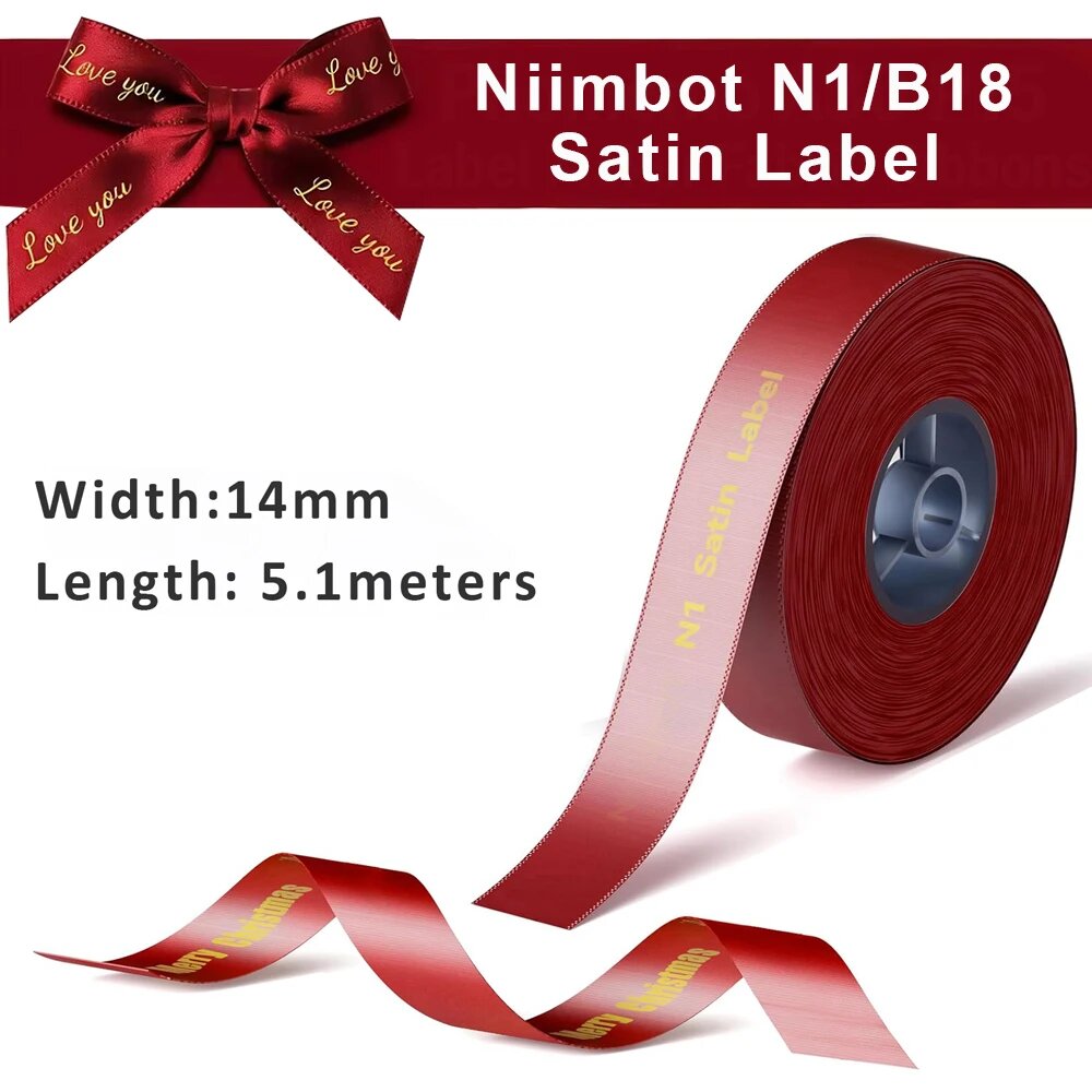 Лента для этикеток NIIMBOT N1/B18, красная сатиновая, 14x5.1 м
