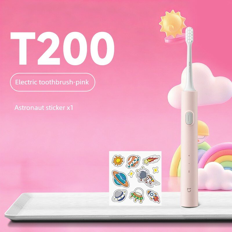 Детская электрическая зубная щетка T200, перезаряжаемая, соник, мягкие щетинки для детей 6-12 лет с наклейками принцессы