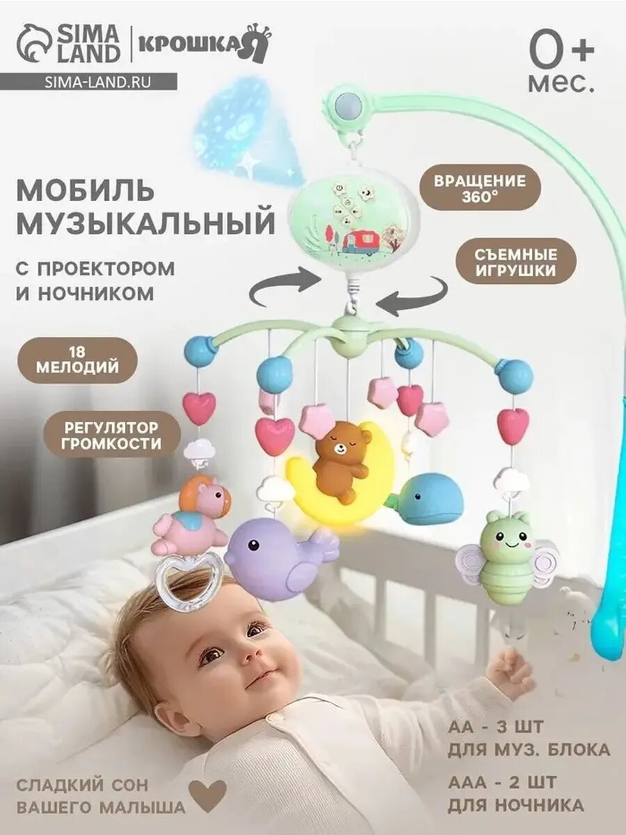 Развивающий мобиль с проектором для малышей