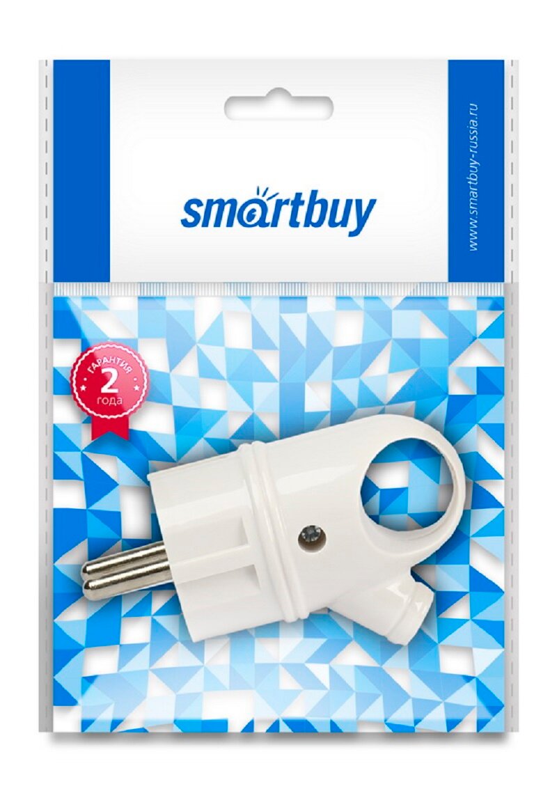 Вилка SMARTBUY с кольцом с/з белая 16А 250В (SBE-16-P03-w)
