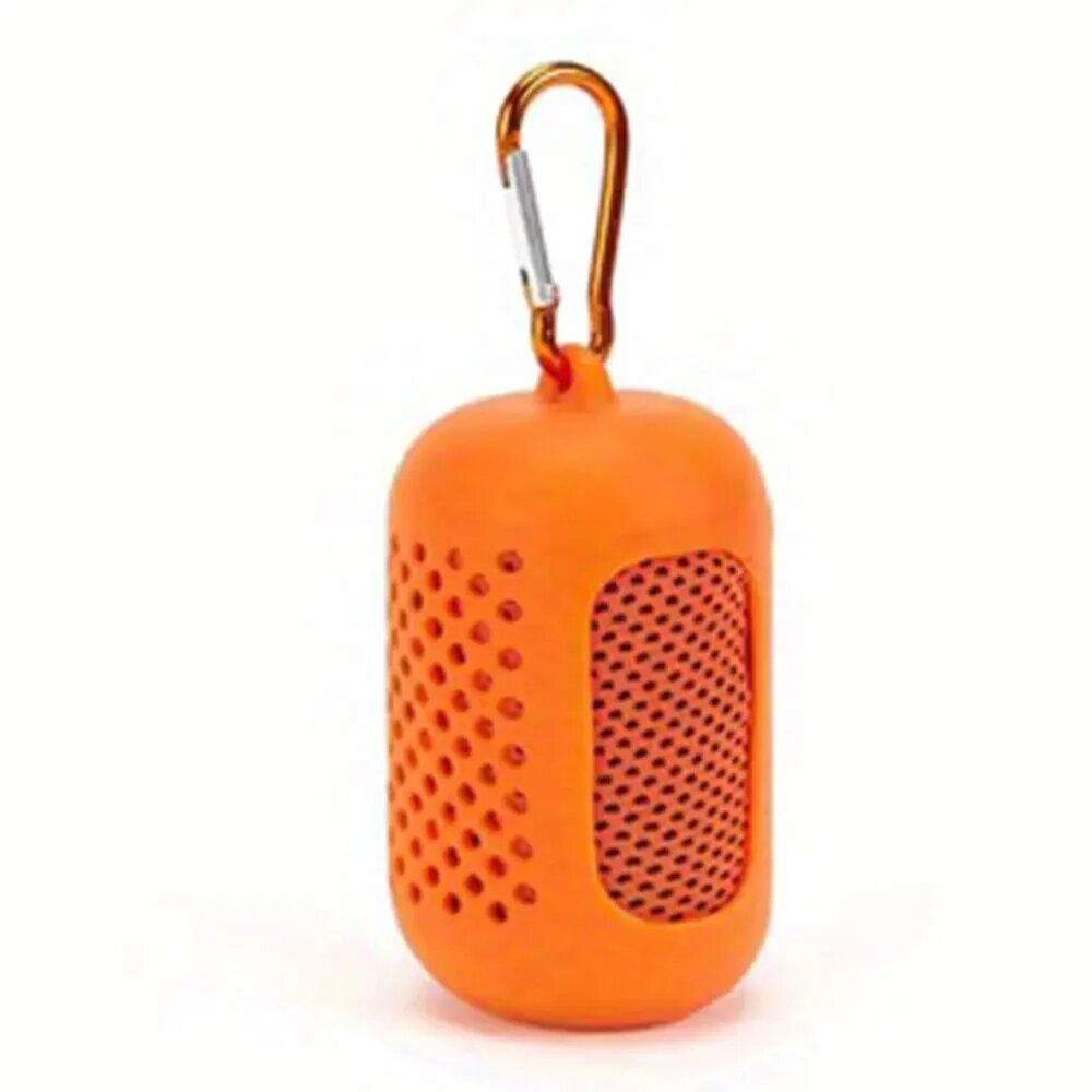 Портативная Bluetooth колонка, оранжевая, с карабином