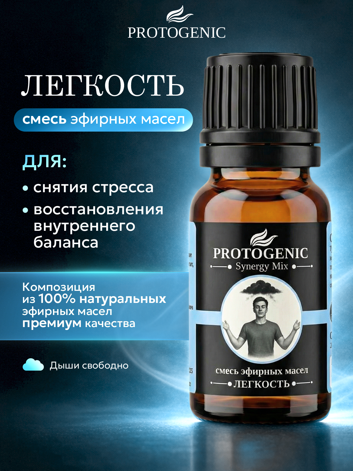 Натуральное эфирное масло легкость 10 мл (Антистресс. Для настроения и лёгкости. Для диффузора, дома и SPA)