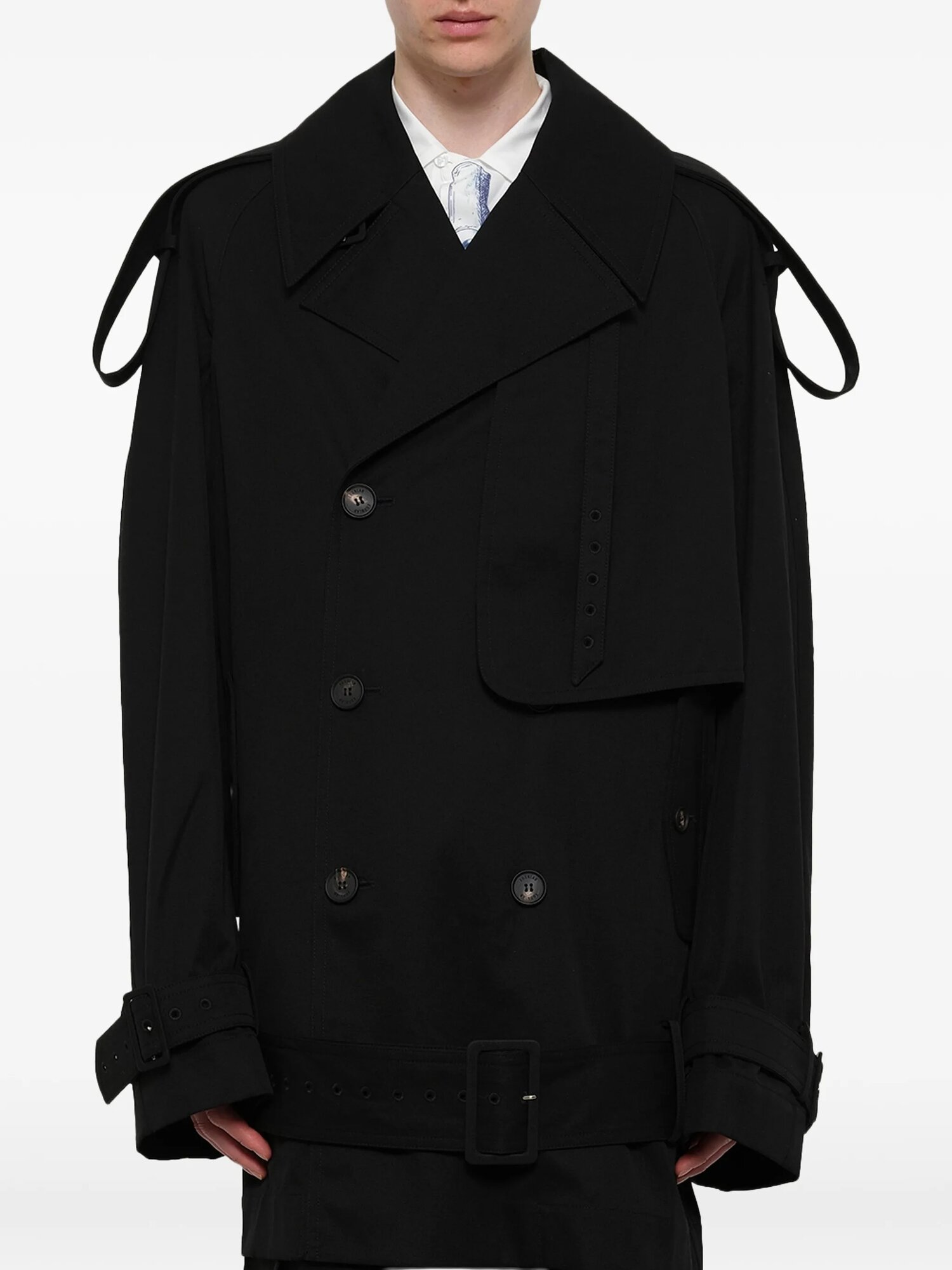 Пальто EGONLAB Double-breasted unlined trench coat, размер 48, black / black — фото 1