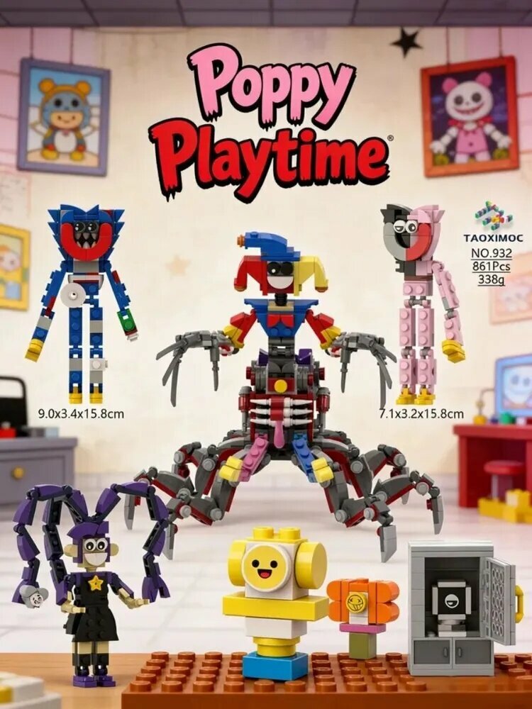 Периферийная игрушка Bobby's Playtime 5 серии, модель из строительных блоков ручной работы