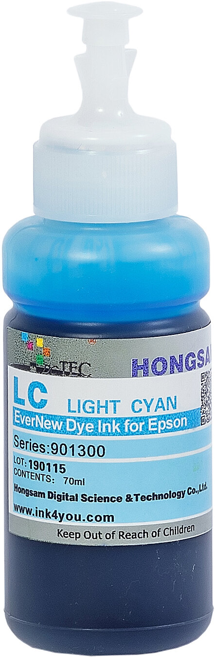Чернила DCTec водорастворимые Epson L800 EverNew Light Cyan (светло-голубой) 70 мл с дозатором