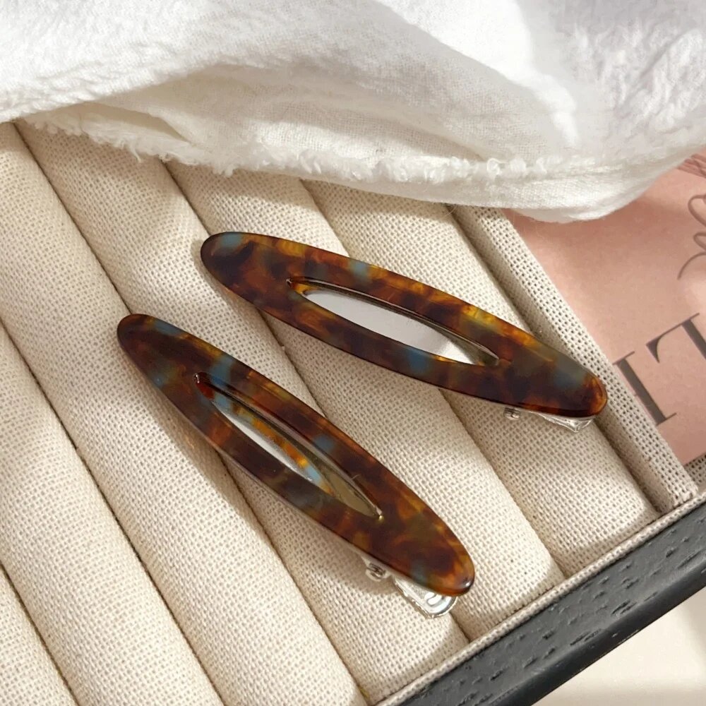 Заколки для волос овальные, цвет S1-Amber, 2 шт.