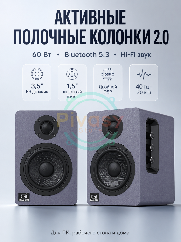 Настольная акустическая система мощностью 60 Вт, 3,5-дюймовый НЧ-динамик, 5,3 Bluetooth, 6 Ом, для игрового монитора ПК