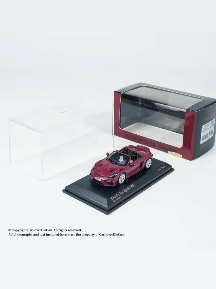 Машинка Tarmac Works TW x MINICHAMPS 1/64 Porsche 718 Spyder RS Ruby Star Neo Die-cast Alloy Car Model Collection Display Gift