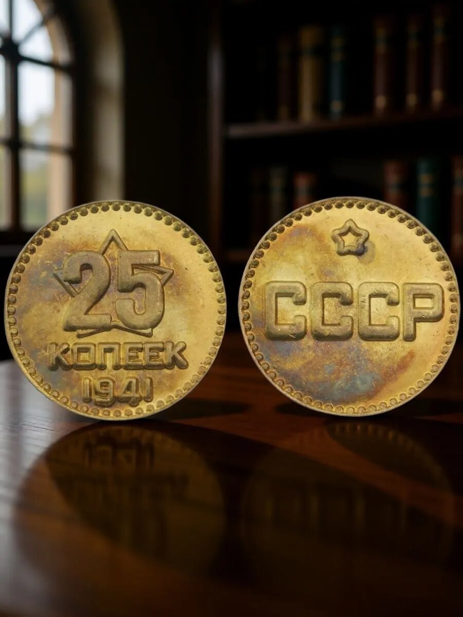 25 копеек 1941 года Звезда Проба СССР Копия