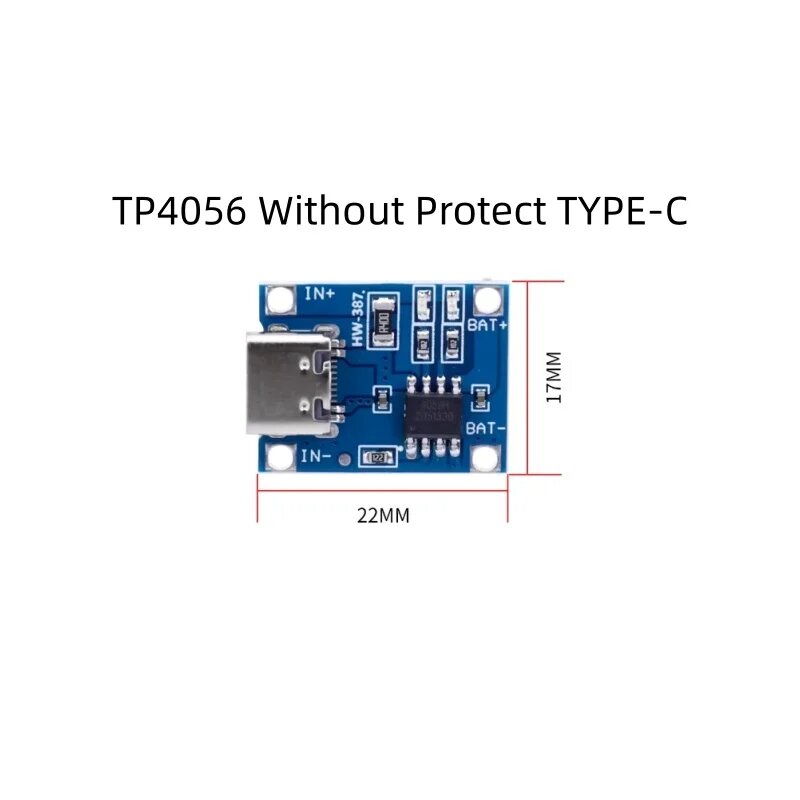 Модуль зарядки TP4056 TYPE-C NO Protect 10P