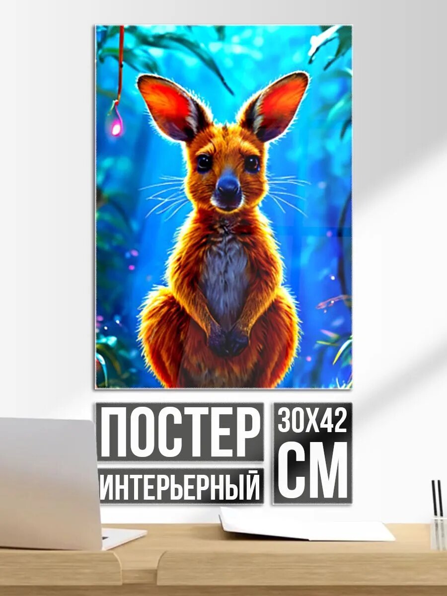 Постер на стену Кенгуру в джунглях