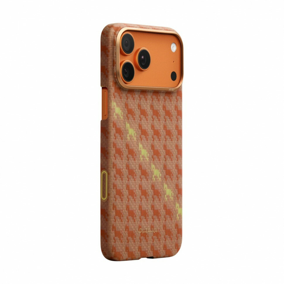 Чехол Pitaka Ultra-Slim, для iPhone 17 Pro, оранжевый / Happiness Rides Amber / PitaTap