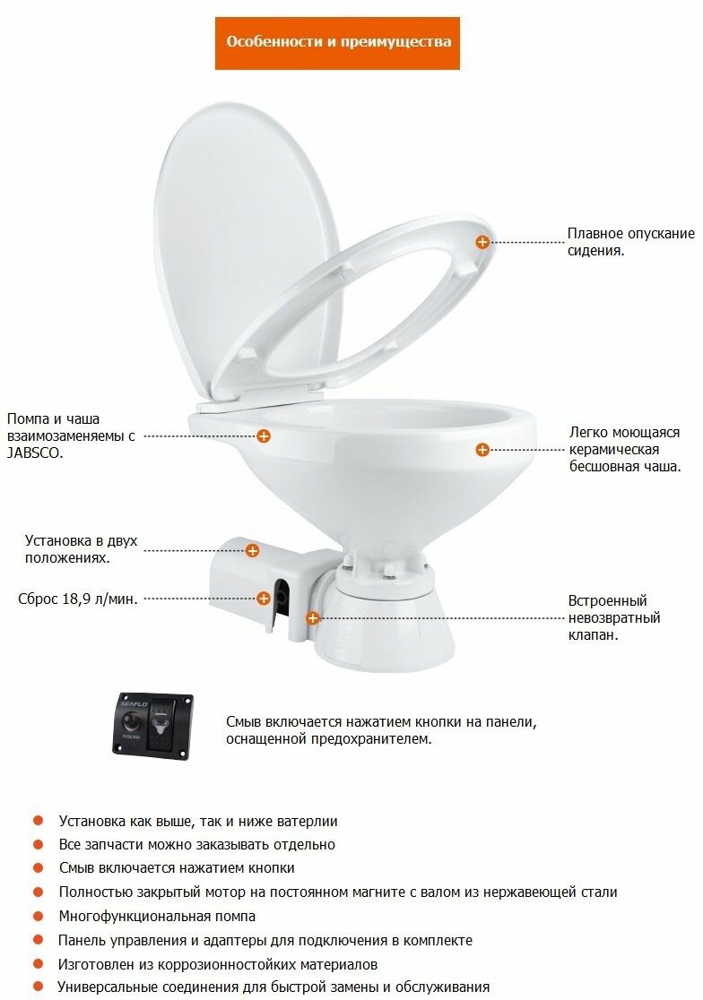 Судовой унитаз электрический compact SFMTE1-01