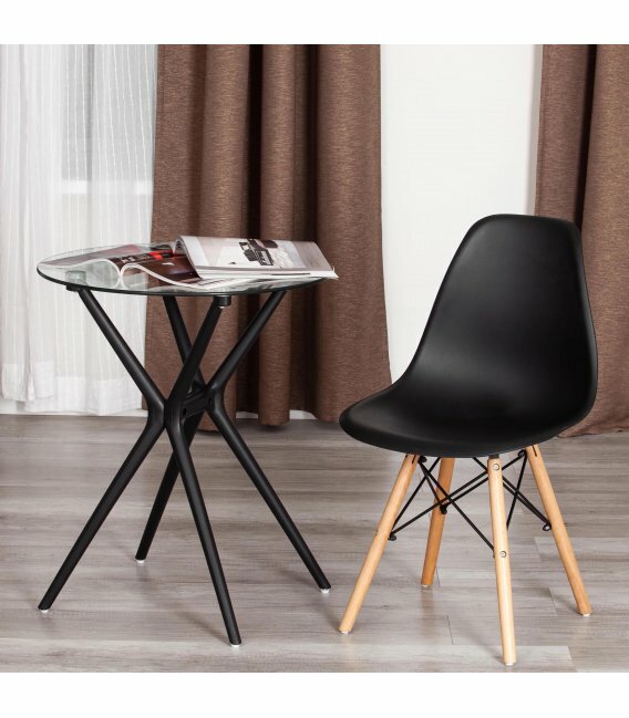 Стул CINDY (EAMES) (mod. 1801) / 1 шт. в упаковке дерево бук/металл/сиденье пластик, 45x51x82 см, Black (черный) — фото 1