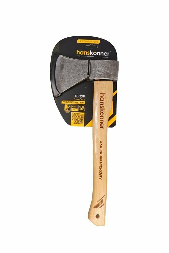 Топор для дров Hanskonner HK1015-02-WD1000, универсальный, с деревянной рукояткой гикори, 1000 г