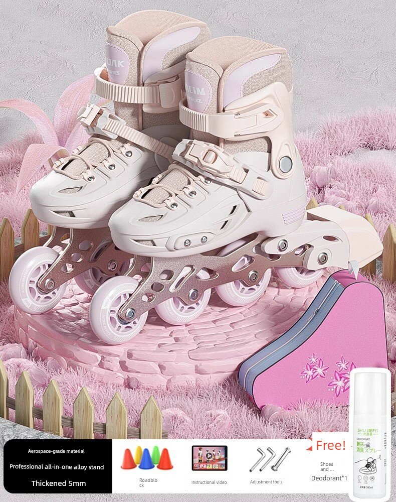 Детские роликовые коньки в цвете Lotus Pink с рюкзаком - размер Small (26-29)