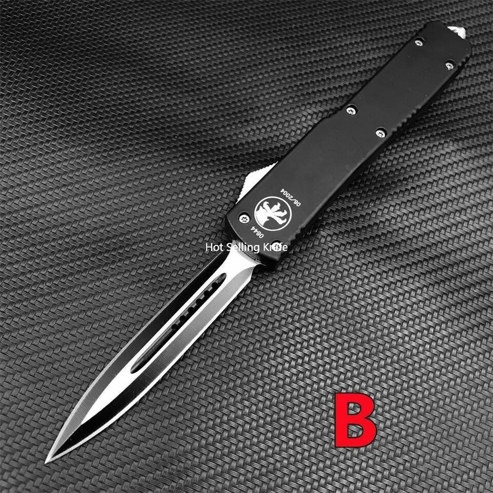Тактический нож Microtech OTF с пружинным механизмом, двустороннее лезвие D2, рукоять из алюминиевого сплава, быстрый переключающийся кинжал, снаряжение для походов на открытом воздухе.