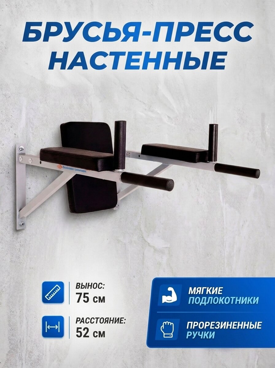 Брусья-пресс Домашние тренажеры, настенный, серебристый, максимальный вес 250 кг