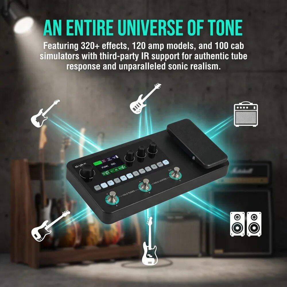 MK-20H Portable Guitar Bass Multi-Effects Processor 2,4" ЖК-экран, 320+ эффектов, 120 моделей усилителей ANN